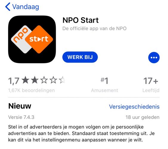 NPO app Start – voorheen Uitzending Gemist – legt niet langer ...